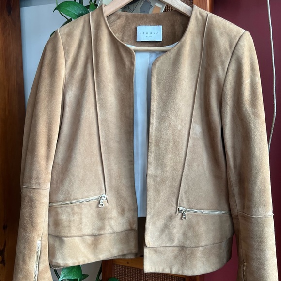 Jackets & Coats | Sandro Tan Suede Jacket | Poshmark